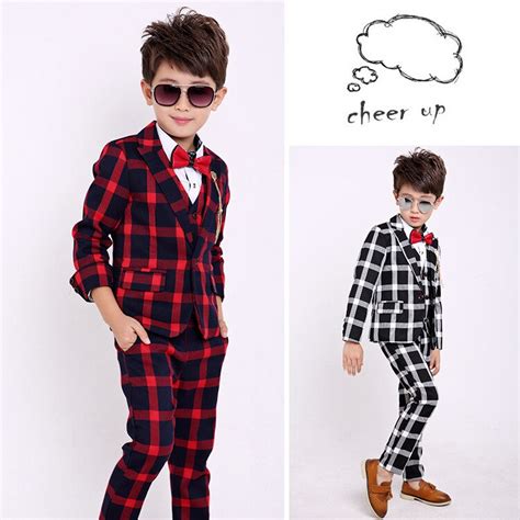 Торжественные школьные костюмы для мальчиков с цветочным узором для свадьбы фирменный клетчатый
