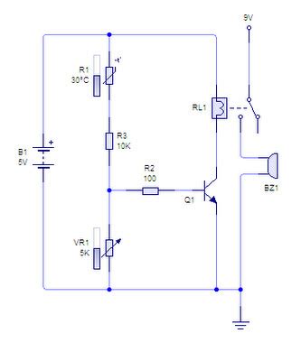 RANGKAIAN ALARM SENSOR SUHU DENGAN THERMISTOR