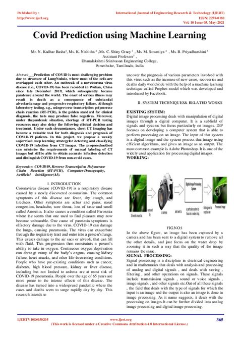 Pdf Ijert Covid Prediction Using Machine Learning