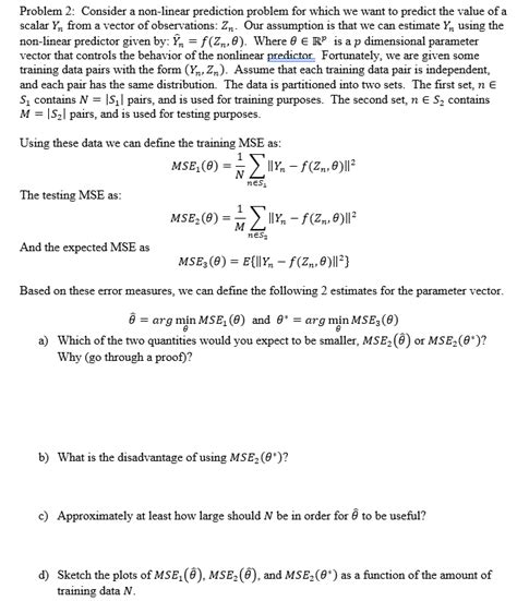 Problem Consider A Non Linear Prediction Problem Chegg