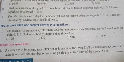 Find The Number Of 4 Digited Even Numbers That Can Be Formed Using The Di