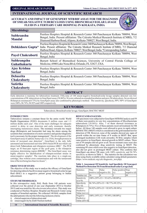 Pdf Accuracy And Impact Of Genexpert Mtb Rif Assay For The Diagnosis Of Smear Negative