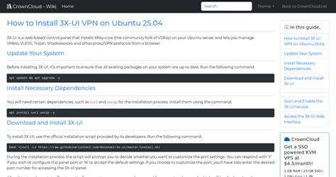 Crowncloud Wiki How To Install 3x Ui Vpn On Ubuntu 25 04