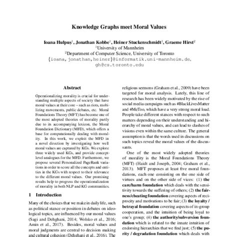Knowledge Graphs Meet Moral Values Acl Anthology
