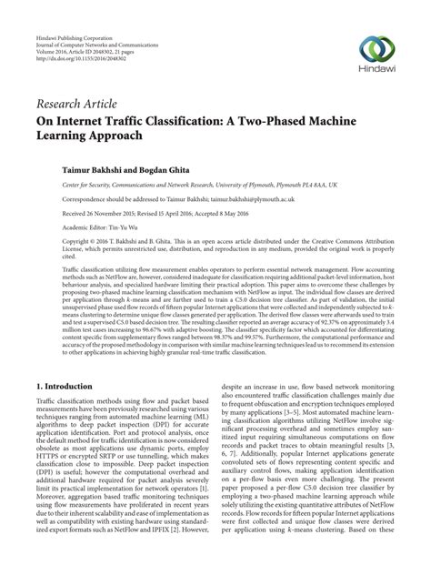 Pdf On Internet Traffic Classification A Two Phased Machine Learning Approach