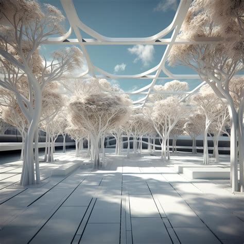 Premium Ai Image View Of 3d Trees In Square