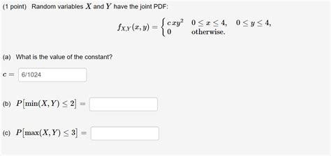 Solved Point Random Variables X And Y Have The Joint Chegg