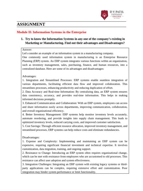 Module 2 Assignment 4 1 Pdf Enterprise Resource Planning