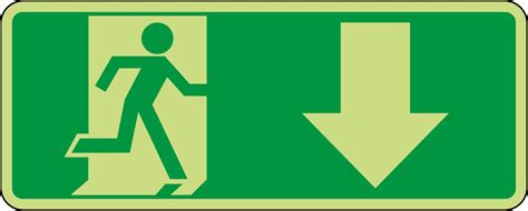 Luminous Exit Sign Running Man Down Arrow
