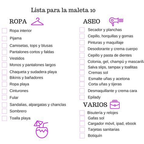 Listas Para Hacer La Maleta Lista De Viaje Consejos Para Viajes