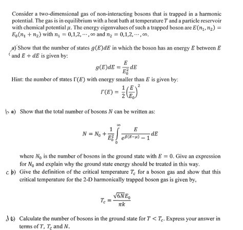 Solved Consider A Two Dimensional Gas Of Non Interacting