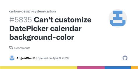 Cant Customize Datepicker Calendar Background Color · Issue 5835 · Carbon Design Systemcarbon