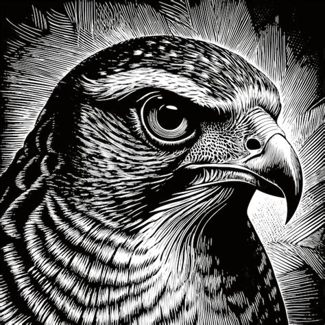 Premium Vector Hawk Head Engraved Vector