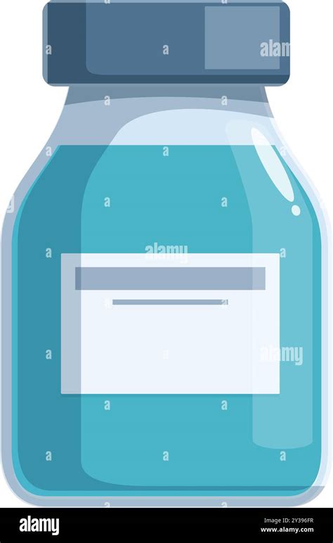 Cartoon Medical Glass Jar Containing Blue Sterile Solution Used In