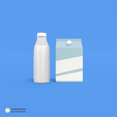 Изолированная иконка упаковки молока 3d визуализация иллюстрации Бесплатно Psd Файл