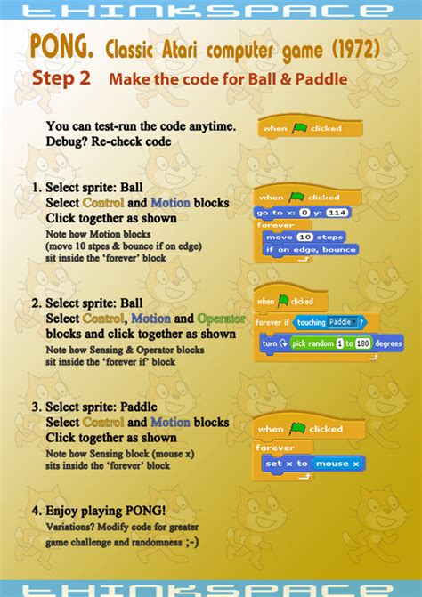 Make A Game Pong Scratch Thinkspace