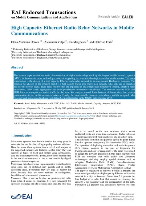 pdf high capacity ethernet radio relay networks in mobile communications