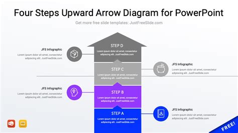 Four Steps Upward Arrow Diagram For Powerpoint Just Free Slide
