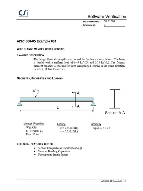 Aisc 360 05 Example 001 Pdf Bending Beam Structure