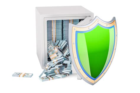 안전한 상자 전체 달러 팩 방패입니다 금융 보험 개념 3d 렌더링에 고립 된 흰색 배경 방패에 대한 스톡 사진 및 기타 이미지 방패 통화 흰색 배경 Istock