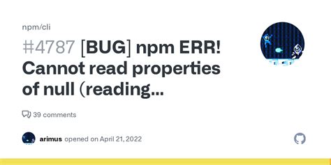 Bug Npm Err Cannot Read Properties Of Null Reading Package