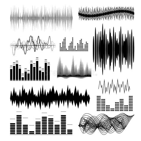 Silhouette Black Digital Music Equalizer Set On A White Background