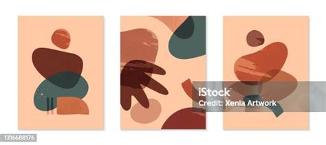 유기적인 다양한 모양과 질감의 현대적인 추상 벡터 일러스트레이션 세트 원형에 대한 스톡 벡터 아트 및 기타 이미지 원형 0명 갈색 Istock