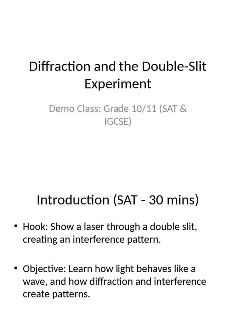 Diffraction Double Slit Experiment Demo Class Pdf