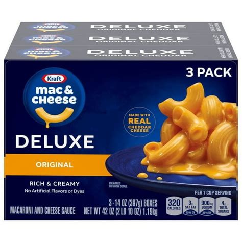 Kraft Deluxe Original Cheddar Macaroni And Cheese Dinner 8 Ct Pack 14