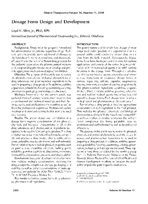 Pdf Dosage Form Design And Development