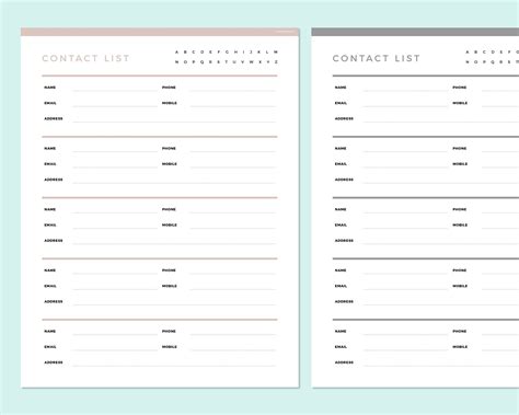 Editable Contact List Printable Fillable Address Book Etsy Australia