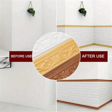 1 Roll 906 Inch White Xpe Foam Baseboard Self Adhesive 3d Floral