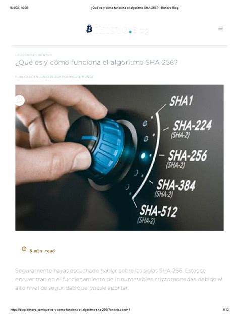 ¿qué Es Y Cómo Funciona El Algoritmo Sha 256 Bitnovo Blog Pdf Criptografía Comunicación