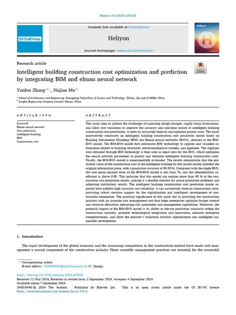 Intelligent Building Construction Cost Optimization And Prediction By