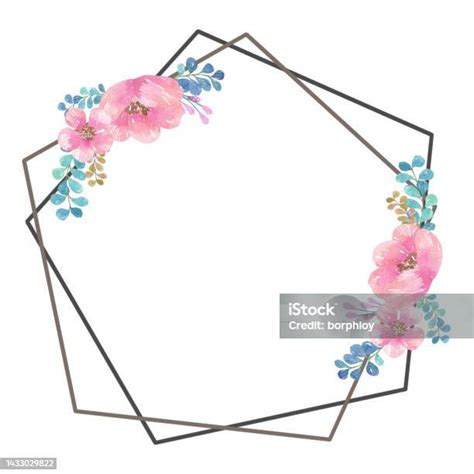 초대장 결혼식 또는 인사말 카드를위한 수채화 꽃 프레임 손 그리기 그림 0명에 대한 스톡 벡터 아트 및 기타 이미지 0명 결혼식 기념일 Istock