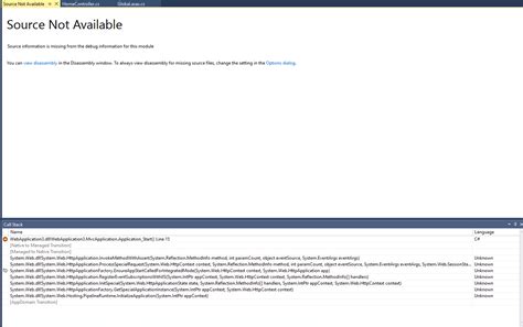 Mvc How To Debug Systemwebdll Stack Overflow