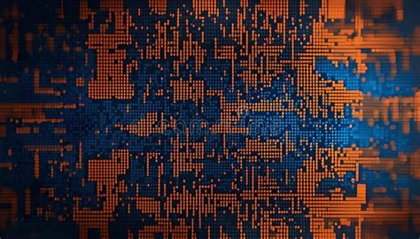 blue and orange digital led cells on digital display or screen