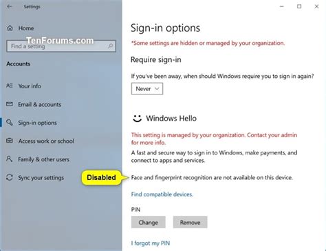 Enable Or Disable Windows Hello Biometrics In Windows 10 Tutorials