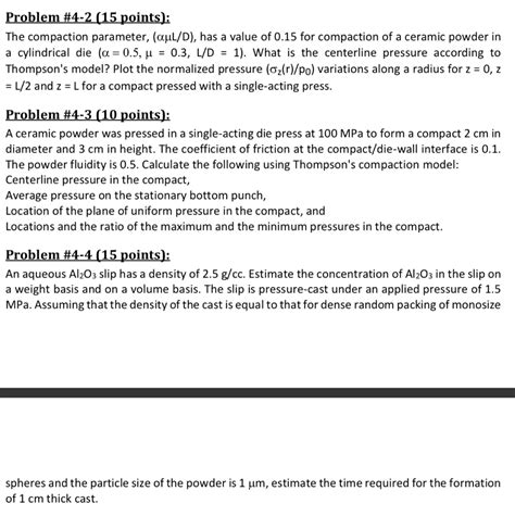 Problem 4 2 15 Points The Compaction Parameter