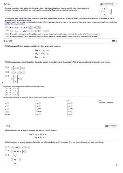 Solved 143 Equestion Help Compute The Product Using A