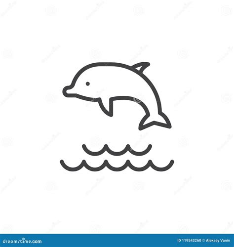 Dolphin Jumping In The Water Outline Icon Stock Vector Illustration Of Dolphin Beautiful