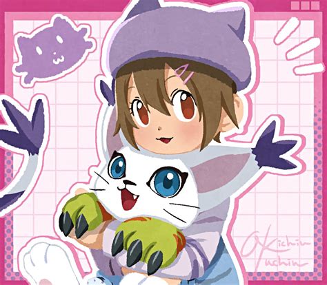 Yagami Hikari And Tailmon Digimon And 1 More Drawn By Aioka Aichiu