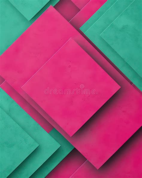 Stacked Geometric Shapes In Pink And Green Tones Stock Illustration