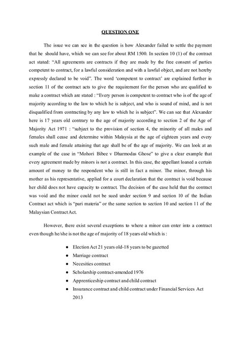 Contract Final Assignment Law1013 Contract Law 2 Uum Thinkswap