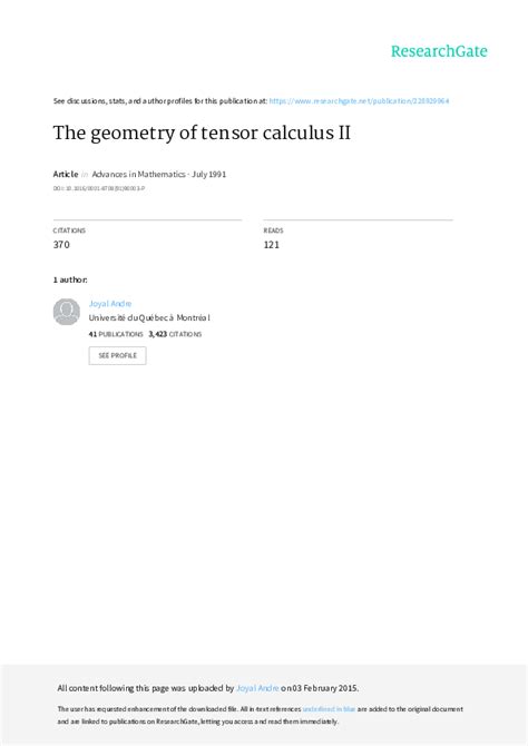 Pdf The Geometry Of Tensor Calculus I