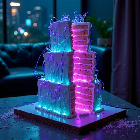 Free Glowing Circuit Cake Image Cyberpunk Cake Neon Download At