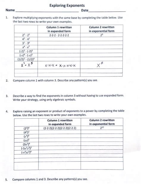 Exploring Exponents Diagram Quizlet