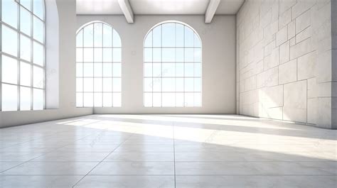 흰색 석재 타일 바닥 3d 렌더가 있는 햇볕이 잘 드는 넓은 흰색 방 무균실 3d 방 창 배경 배경 일러스트 및 사진 무료 다운로드 Pngtree