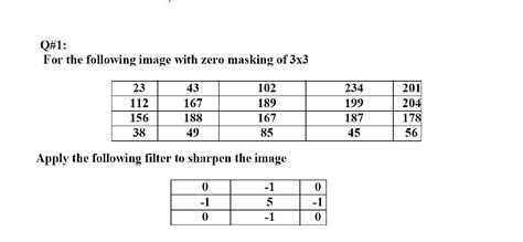 solved q 1 for the following image with zero masking of