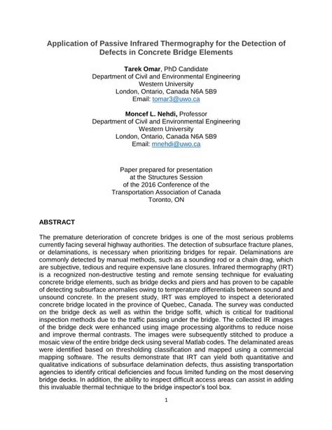 Pdf Application Of Passive Infrared Thermography For The · Application Of Passive Infrared